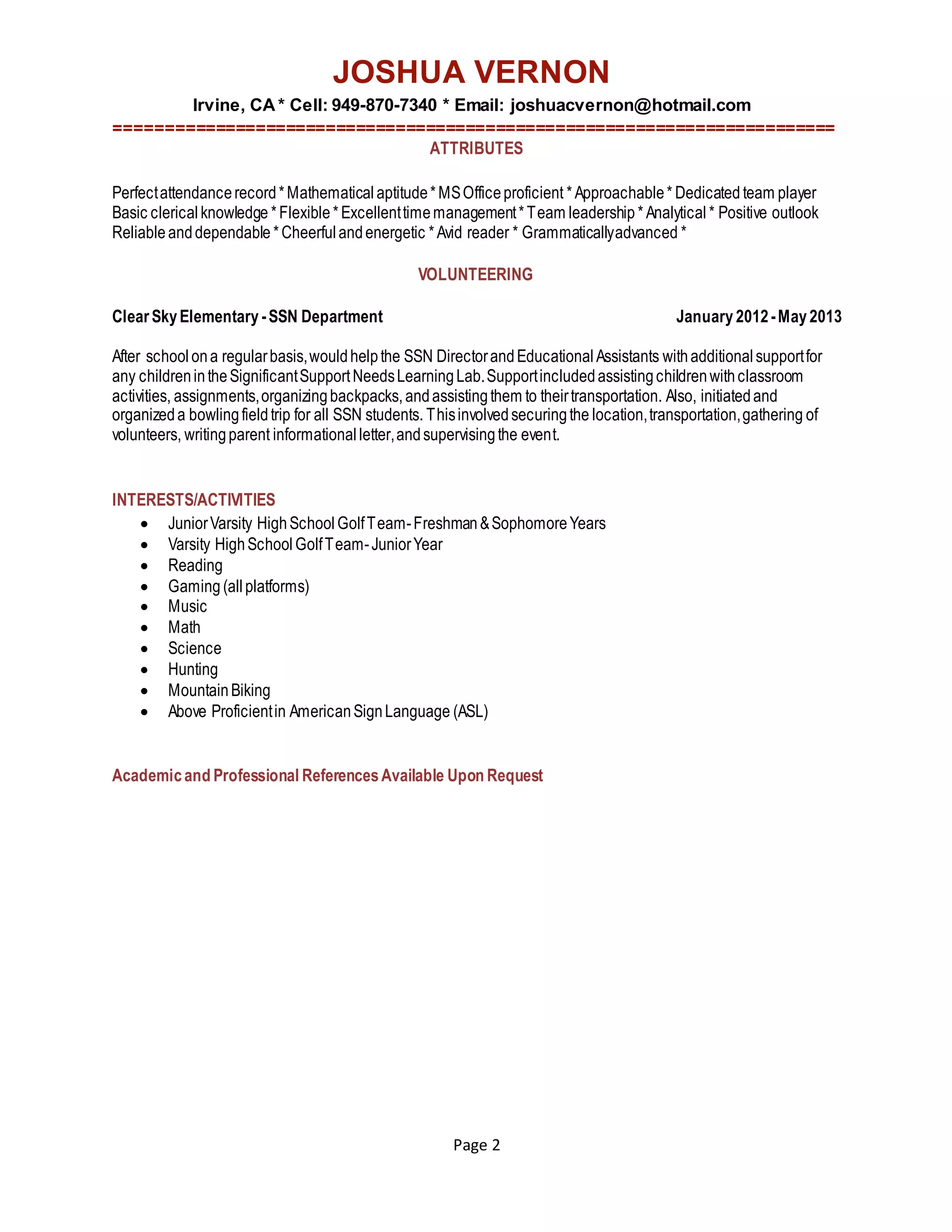 Joshua Resume | DOCX