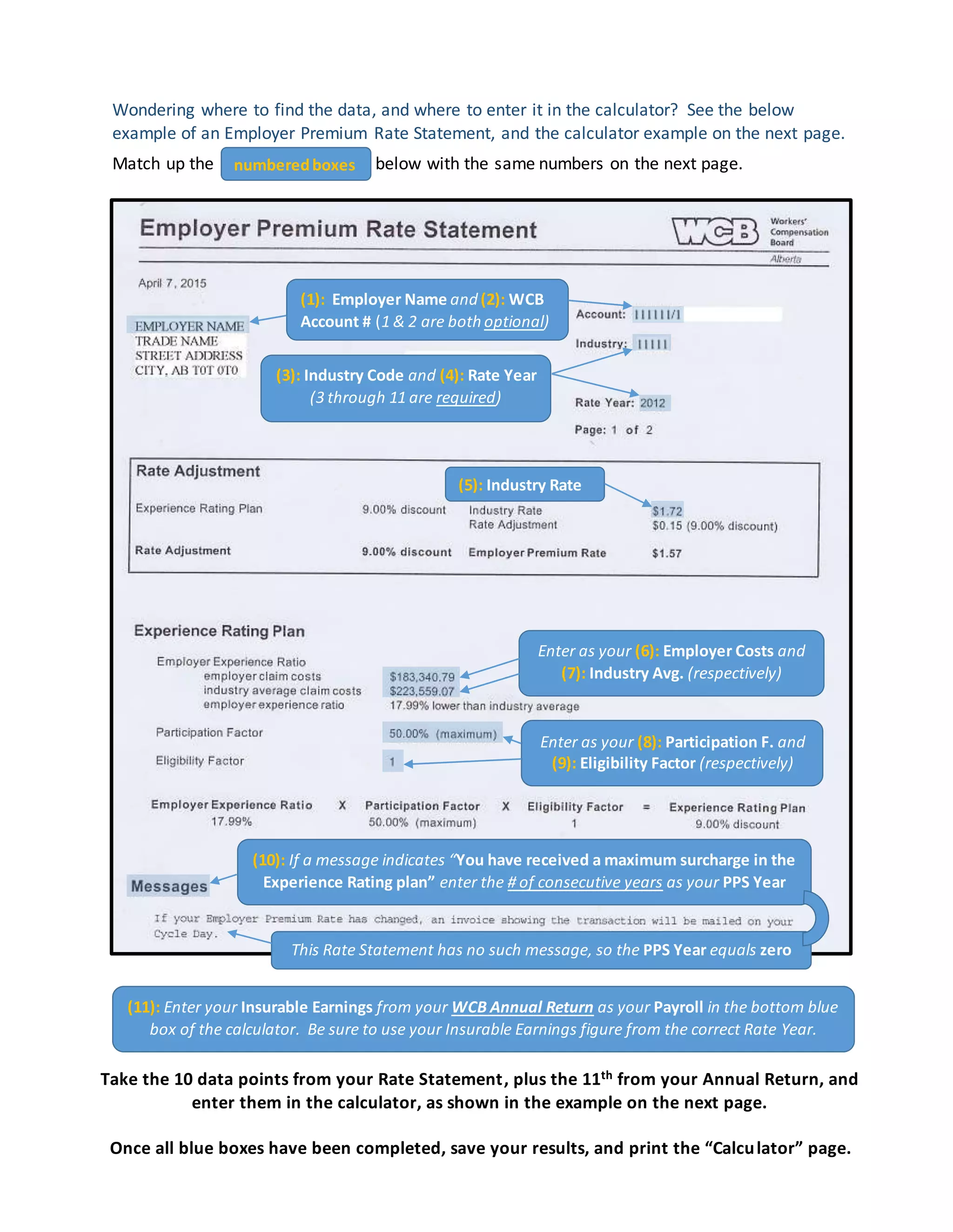 Setting up the WCB Rate and Premium Calculator | DOCX