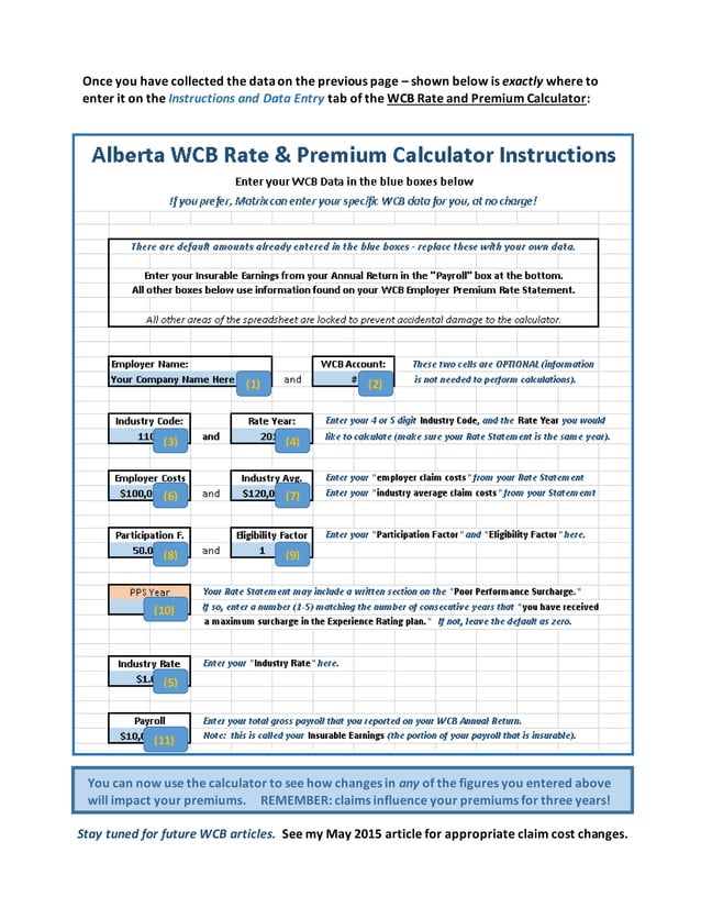 Setting up the WCB Rate and Premium Calculator | PDF