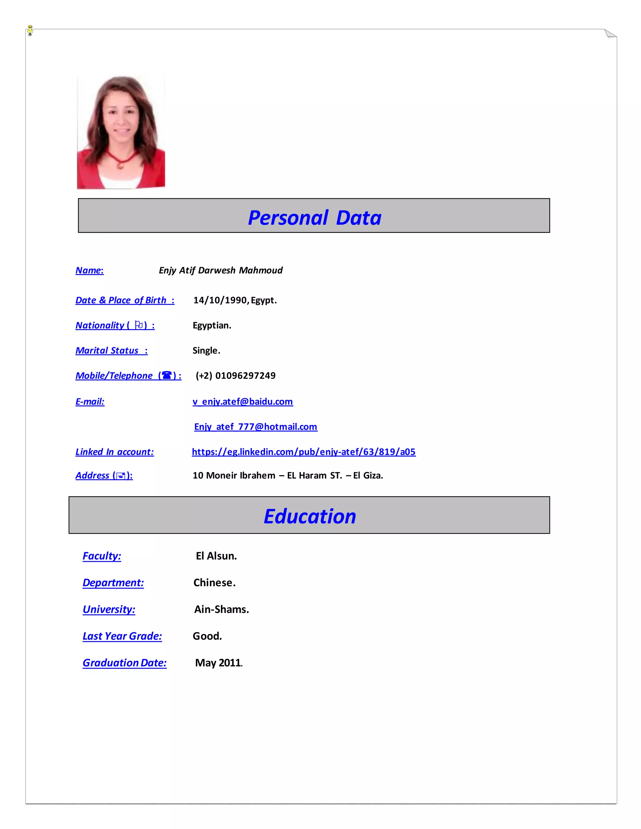 Enjy Atif's CV | PDF