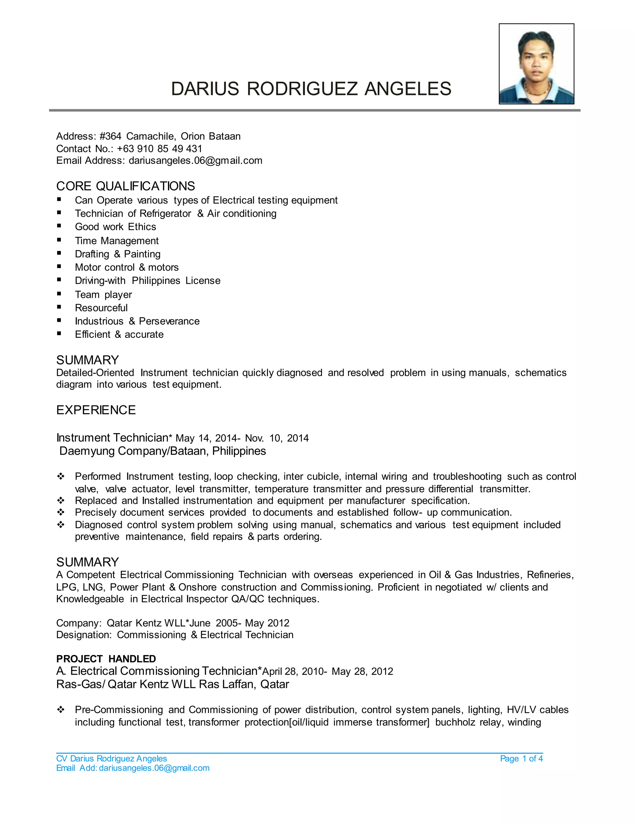 DARIUS RODRIGUEZ ANGELES 2016 resume | PDF