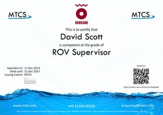 MTCS ROV Supervisor Cert | PPT
