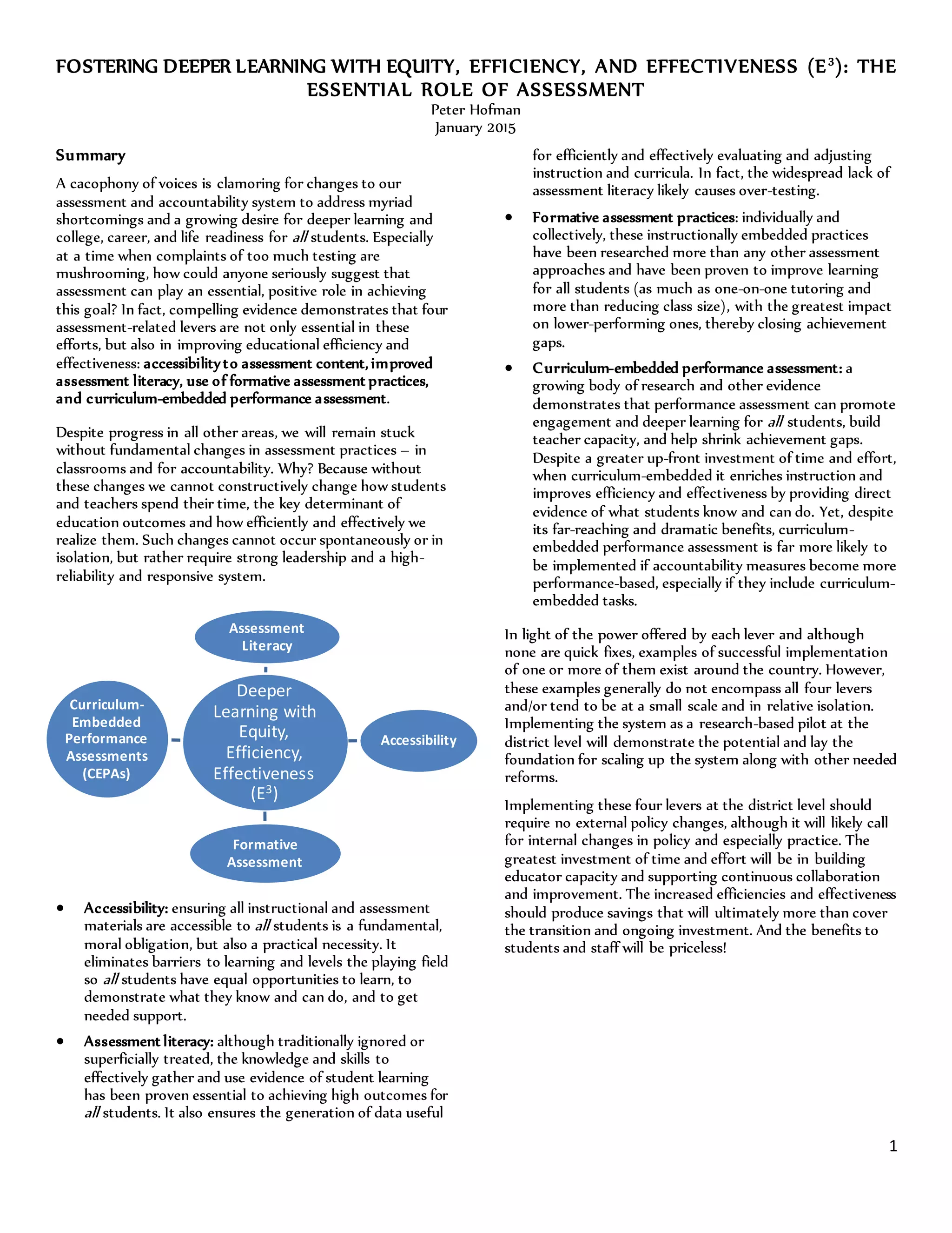 Equity-Efficiency-Effectiveness through Assessment Levers - 1-23-15 | DOCX