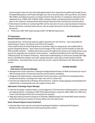 08252016 John D Resume ITIL PMP CISSP CSM CISA1 | DOC