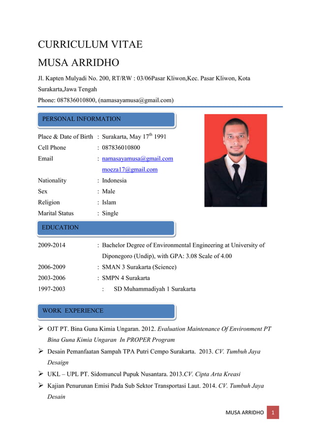 CV Musa_Arridho | PDF