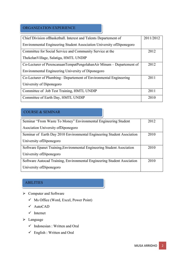 CV Musa_Arridho | PDF