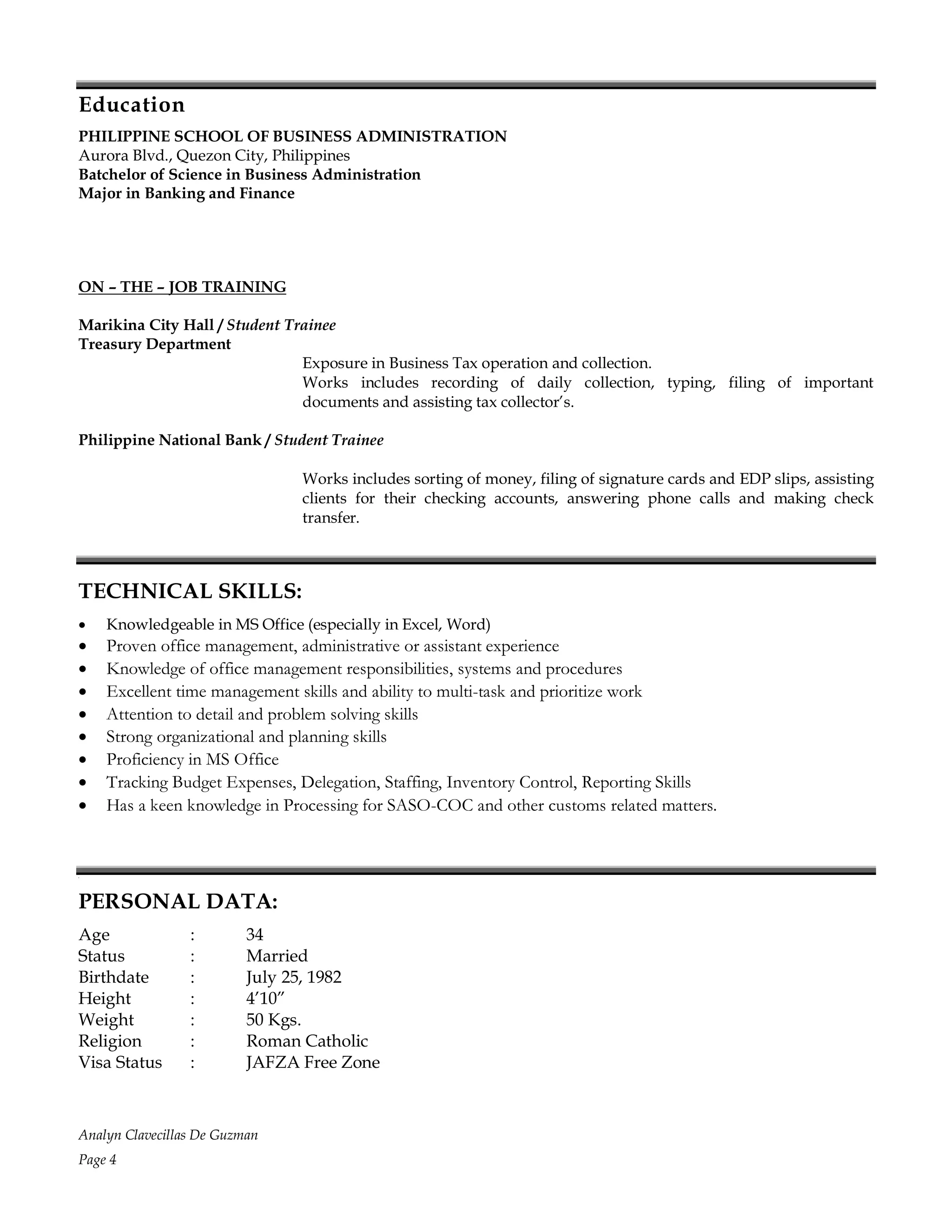 Cv Analyn De Guzman Pdf