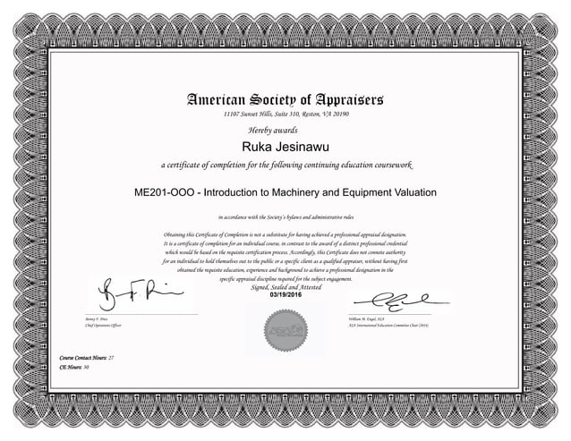 ASA Course Certificate_ME201 | PDF