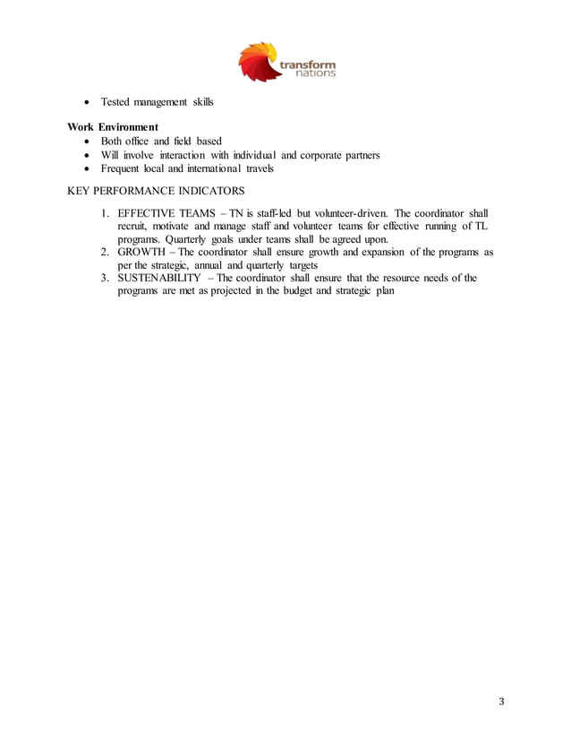 Program Cordinator - T. L. | DOCX | Human Resources | Business