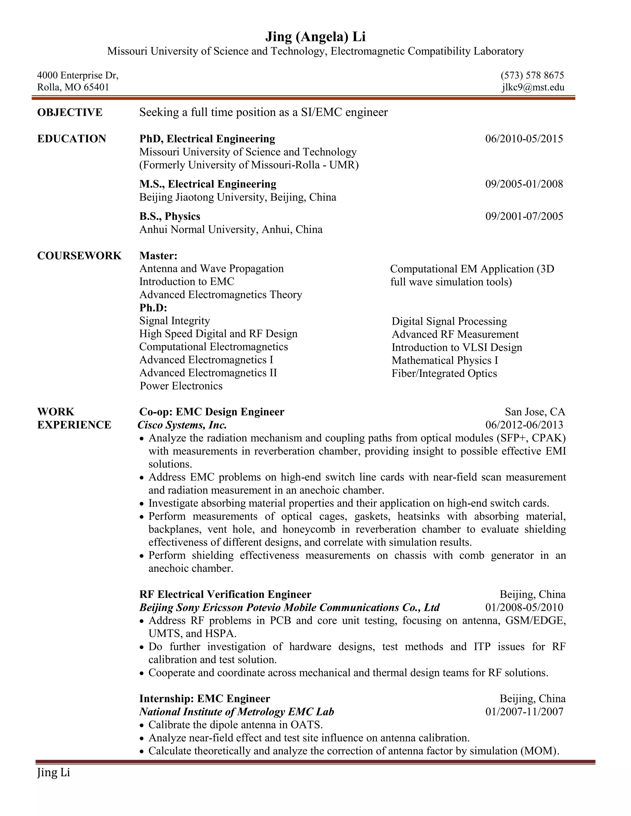 JingLi_Resume | PDF
