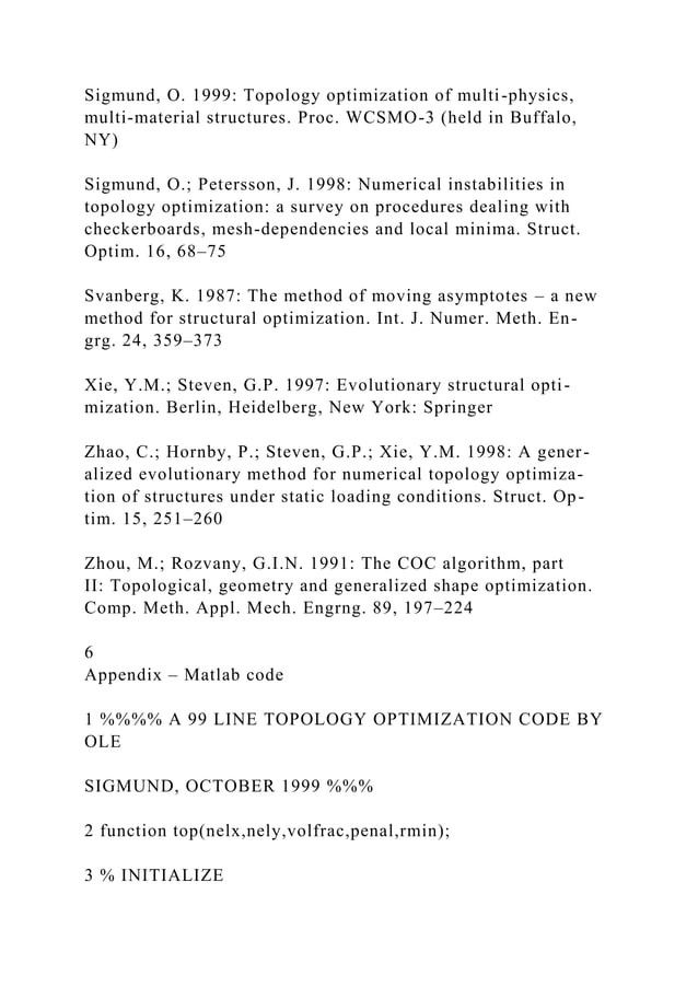 A 99 Line Topology Optimization Code By Ole Sigmund January Docx