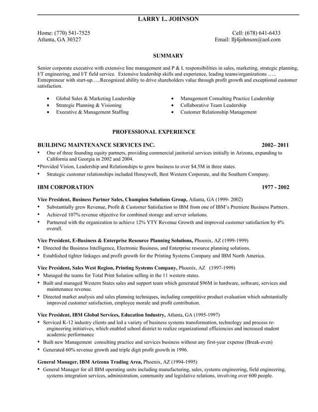 LarryJohnsonResume 2015 | PDF