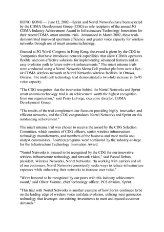 3G CDMA Nortel award | DOCX | Telecommunications Industry | Industries