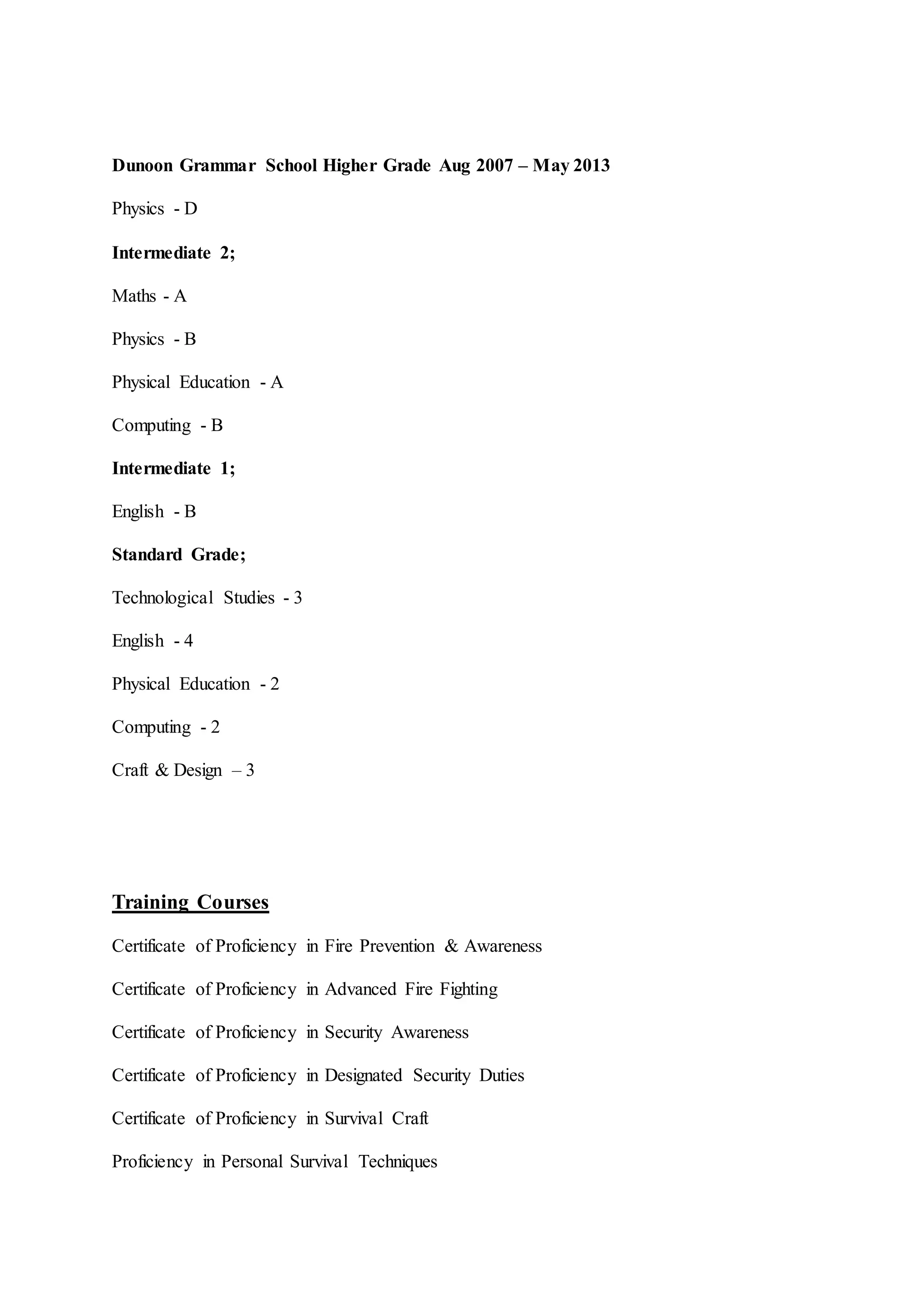 David Cameron CV | DOCX | Cruises | Travel Type