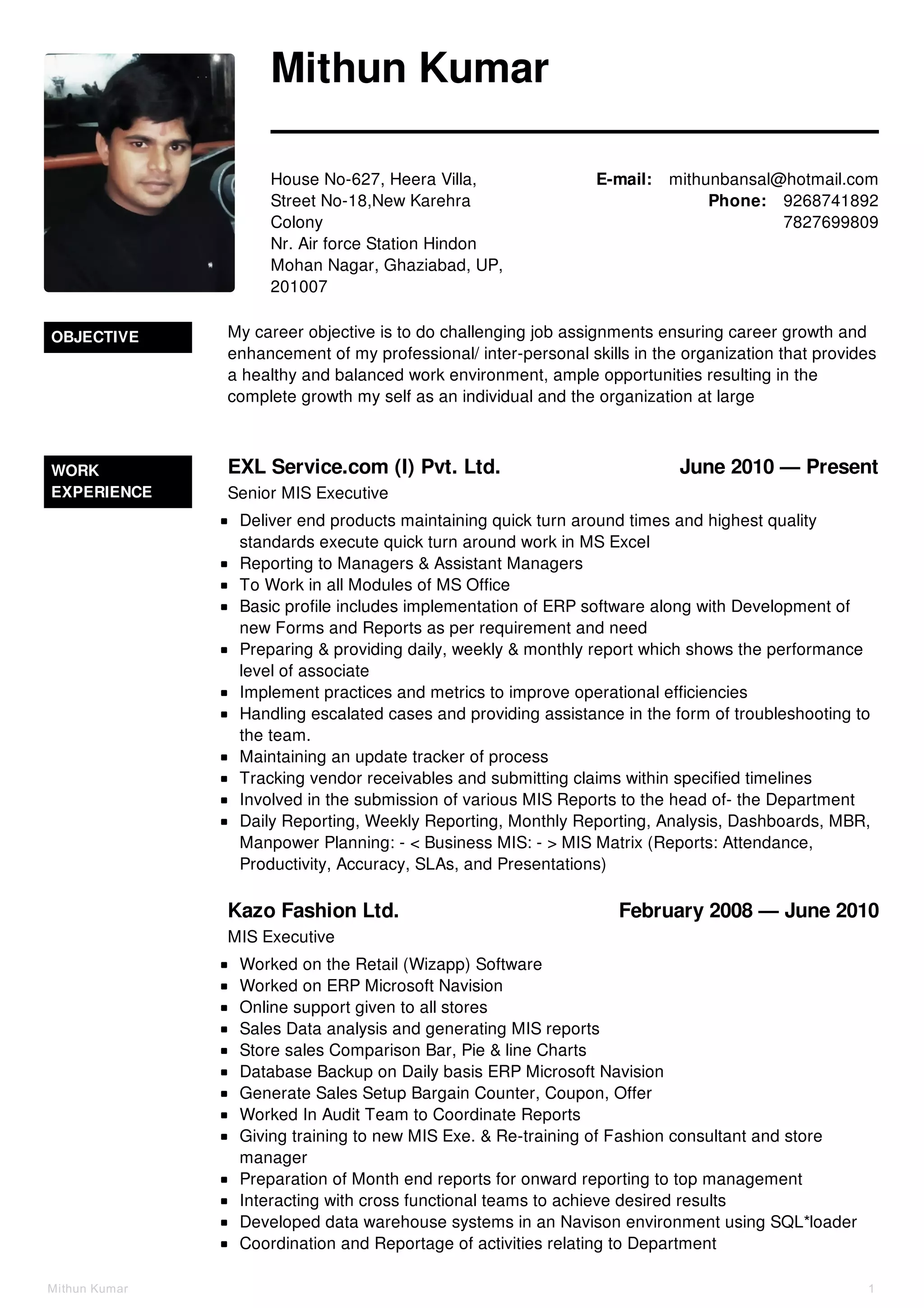 Mihun_Kumar CV | PDF