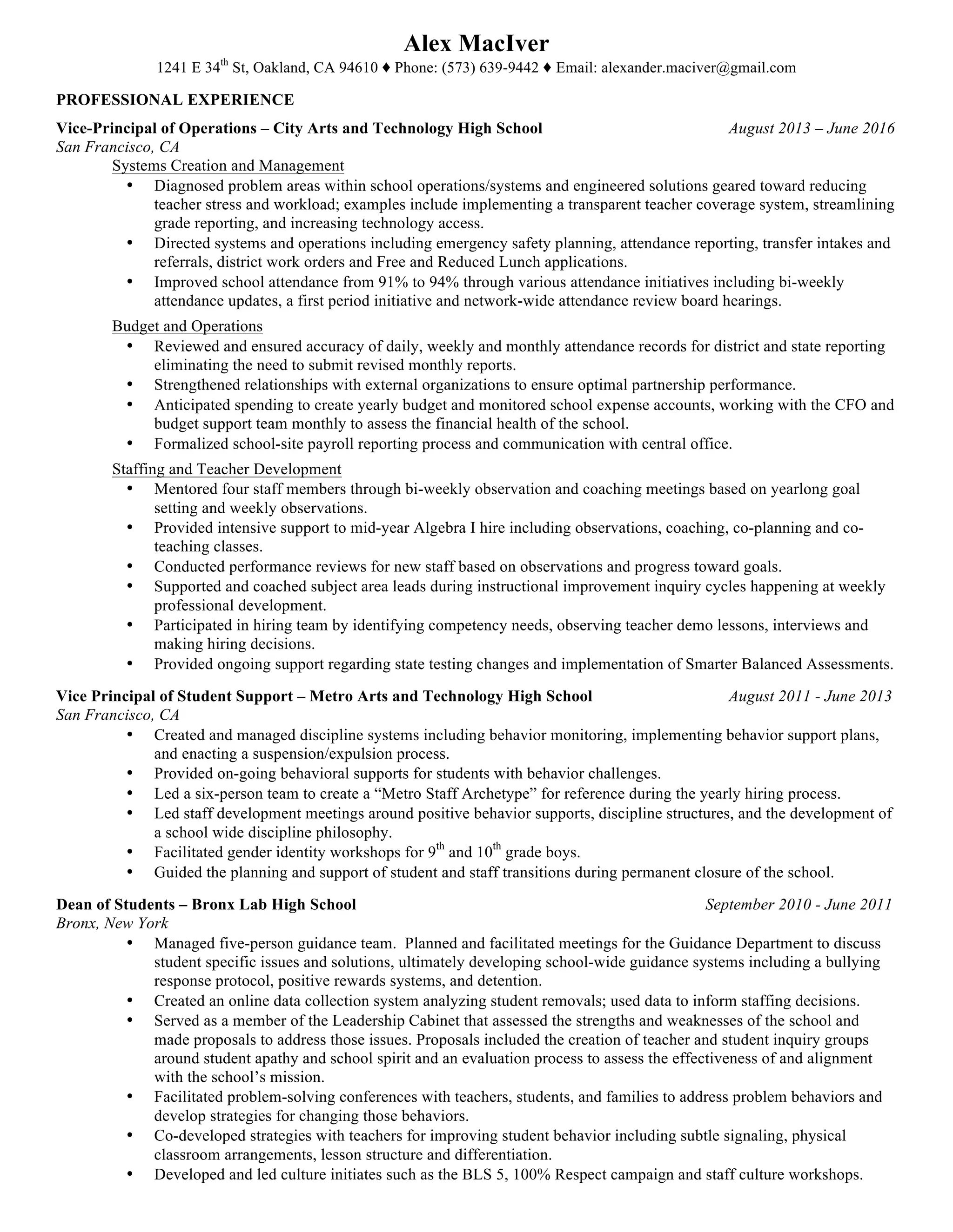 Alex MacIver Resume | PDF