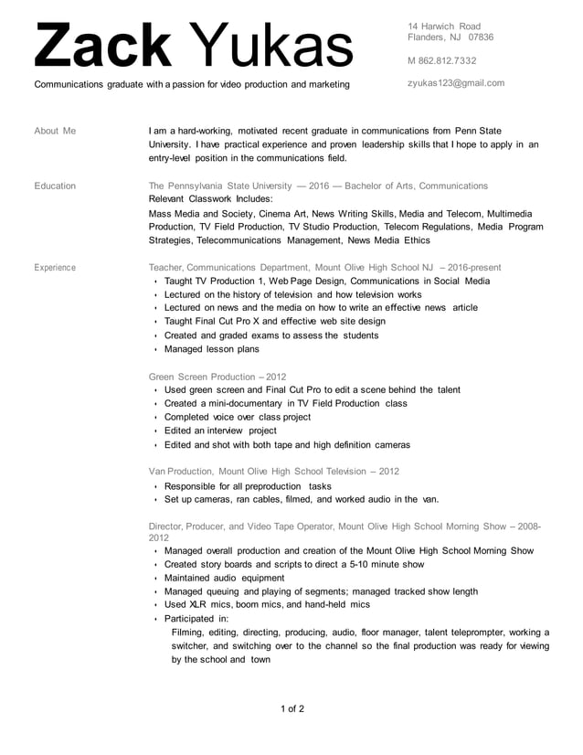 Zack Yukas Resume | PDF
