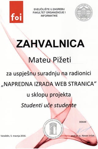 Studenti uče studente Napredna | PDF