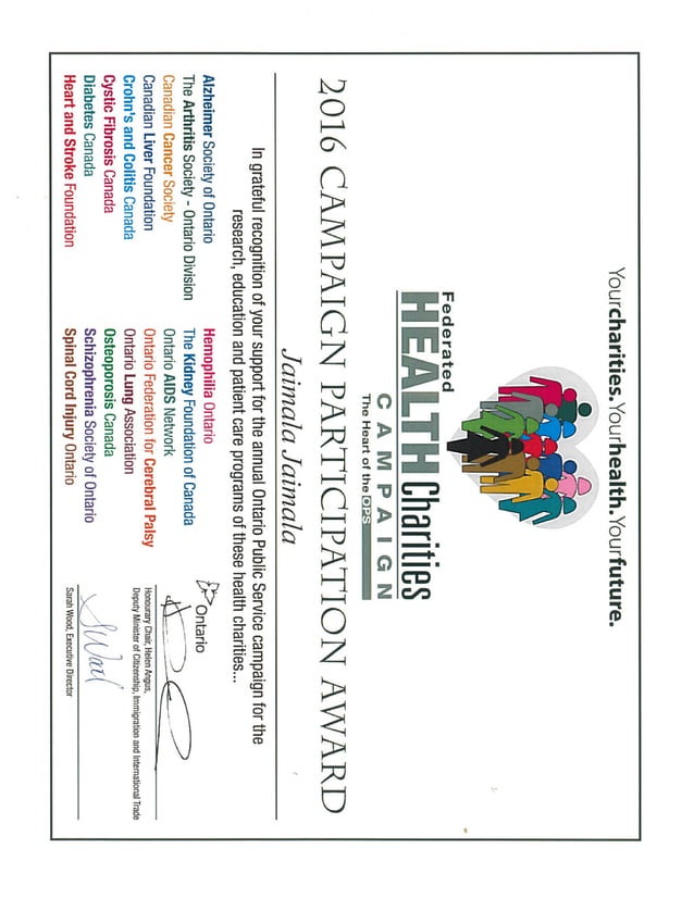 Federated Health Charities Certificate | PDF