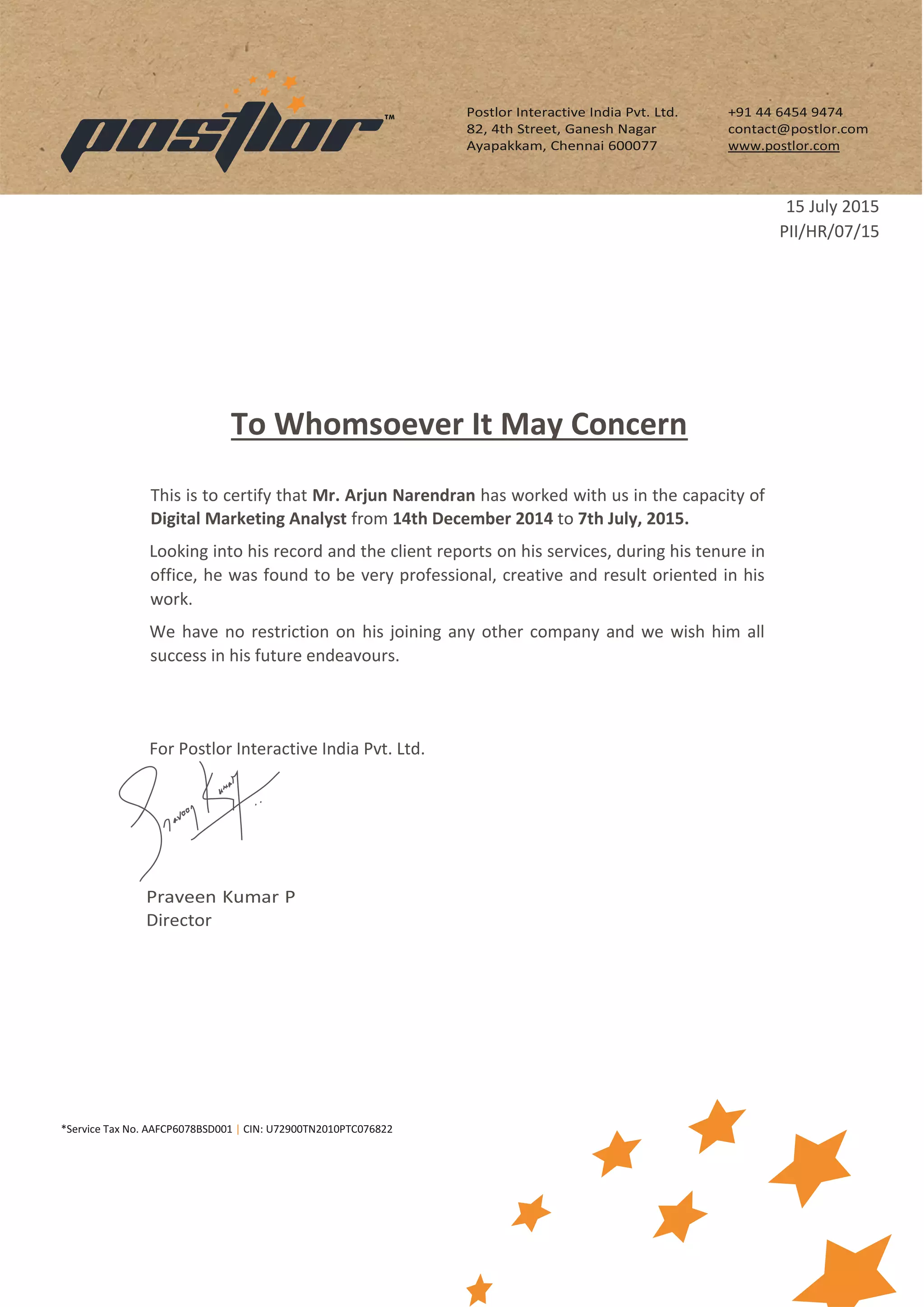 Experience Certificate | PDF