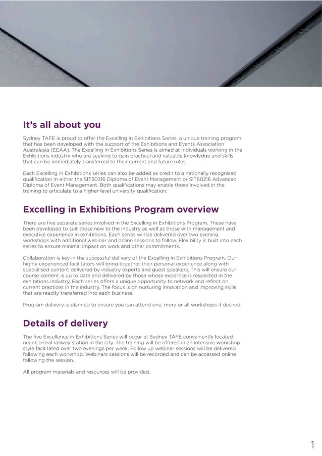Excelling in Exhibitions Training Prospectus 2017 | PDF | Business ...