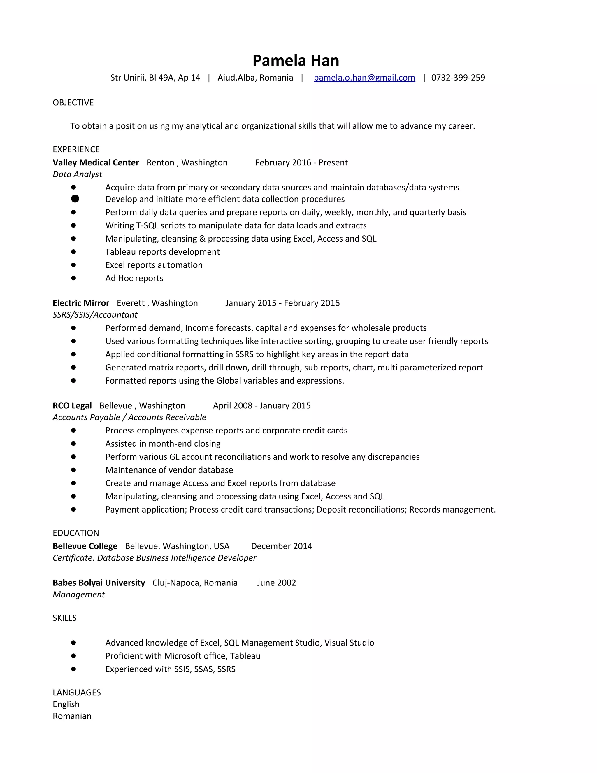 Pamela Han Resume | PDF