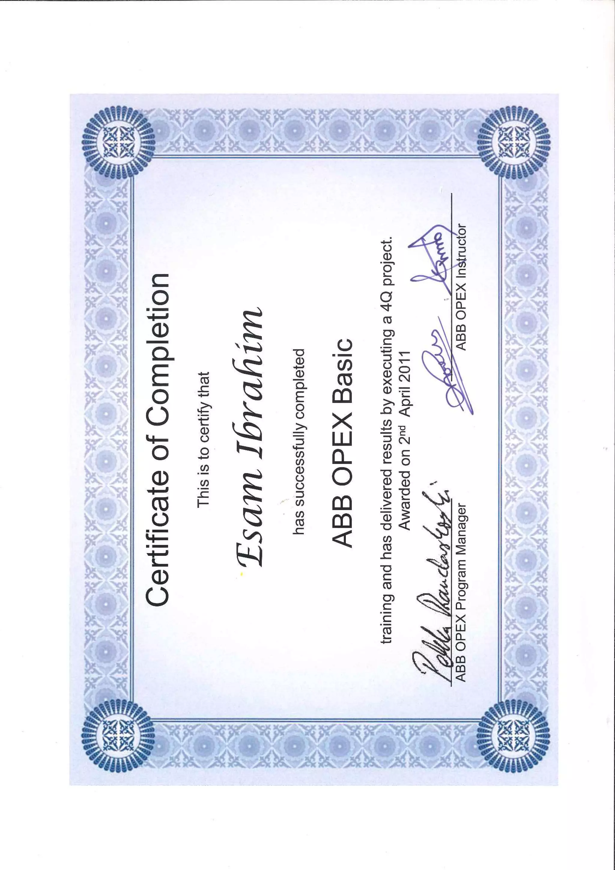 ABB - OPEX Certificate | PDF