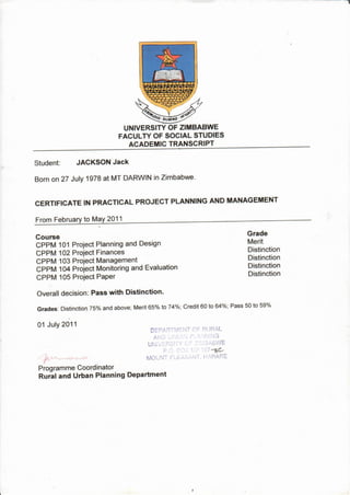 Certificate in Practical Project Planning and Management Transcript | PDF