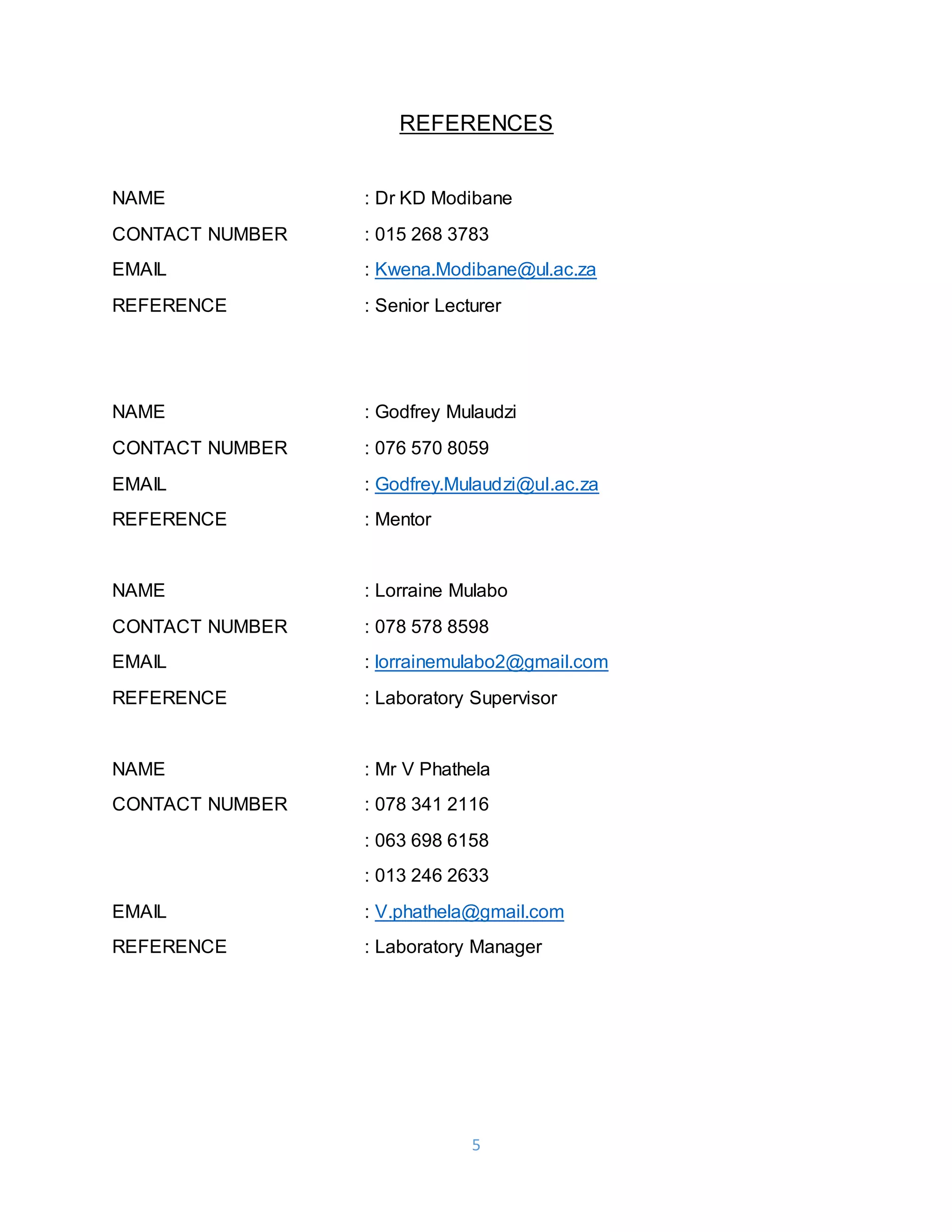 Curriculum vitae for Dunga Edmond Ntini | DOCX