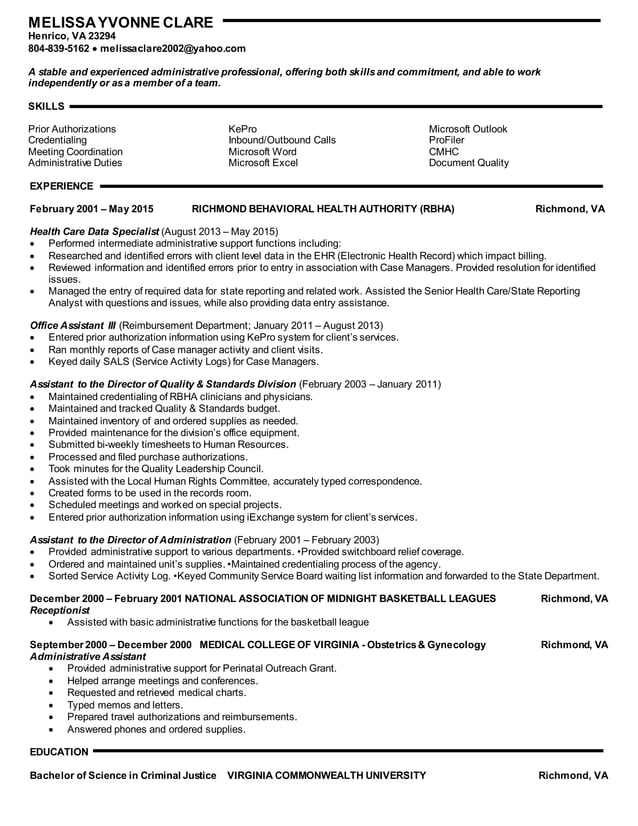 MELISSA CLARE resume 2015 | PDF