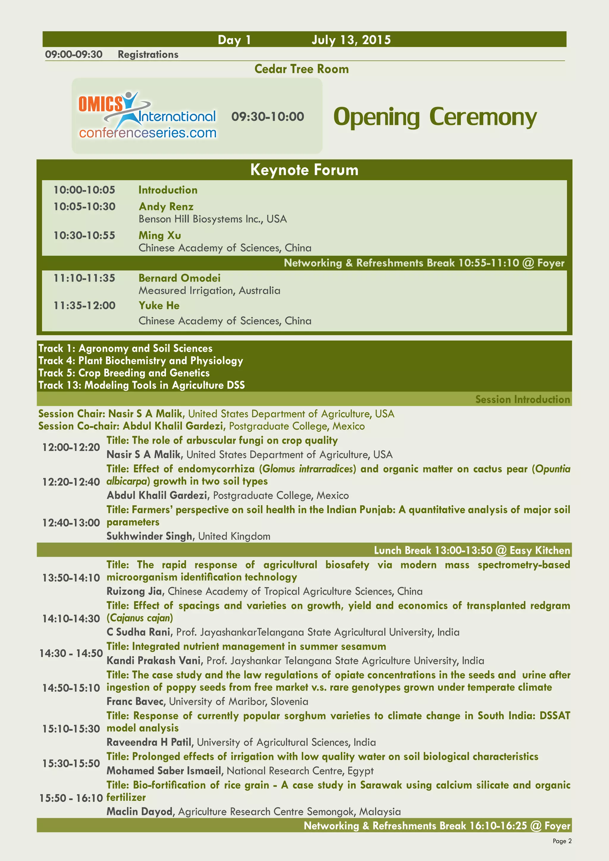 Agri-2015_Conference Agenda | PDF