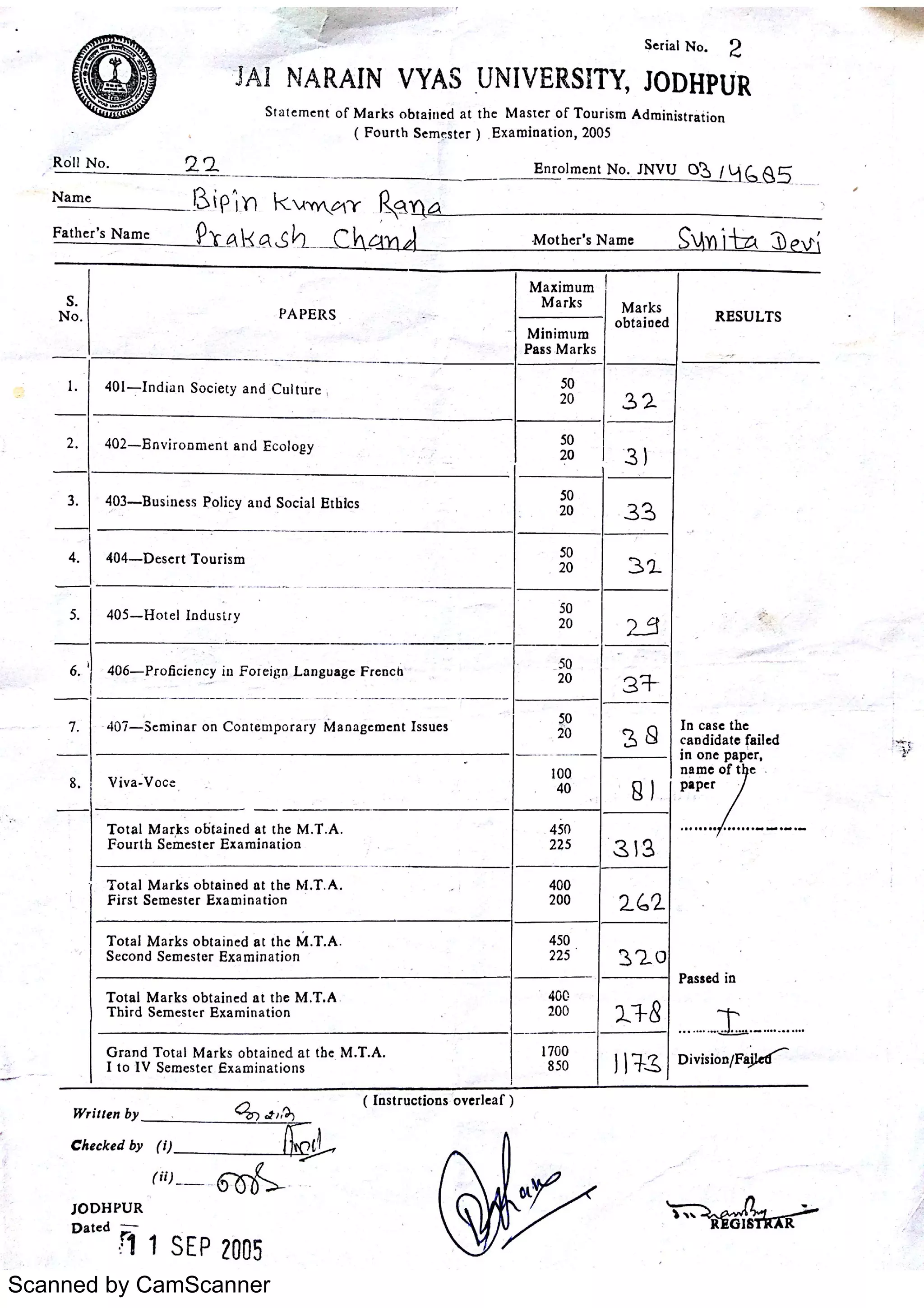 mta marksheet final | PDF