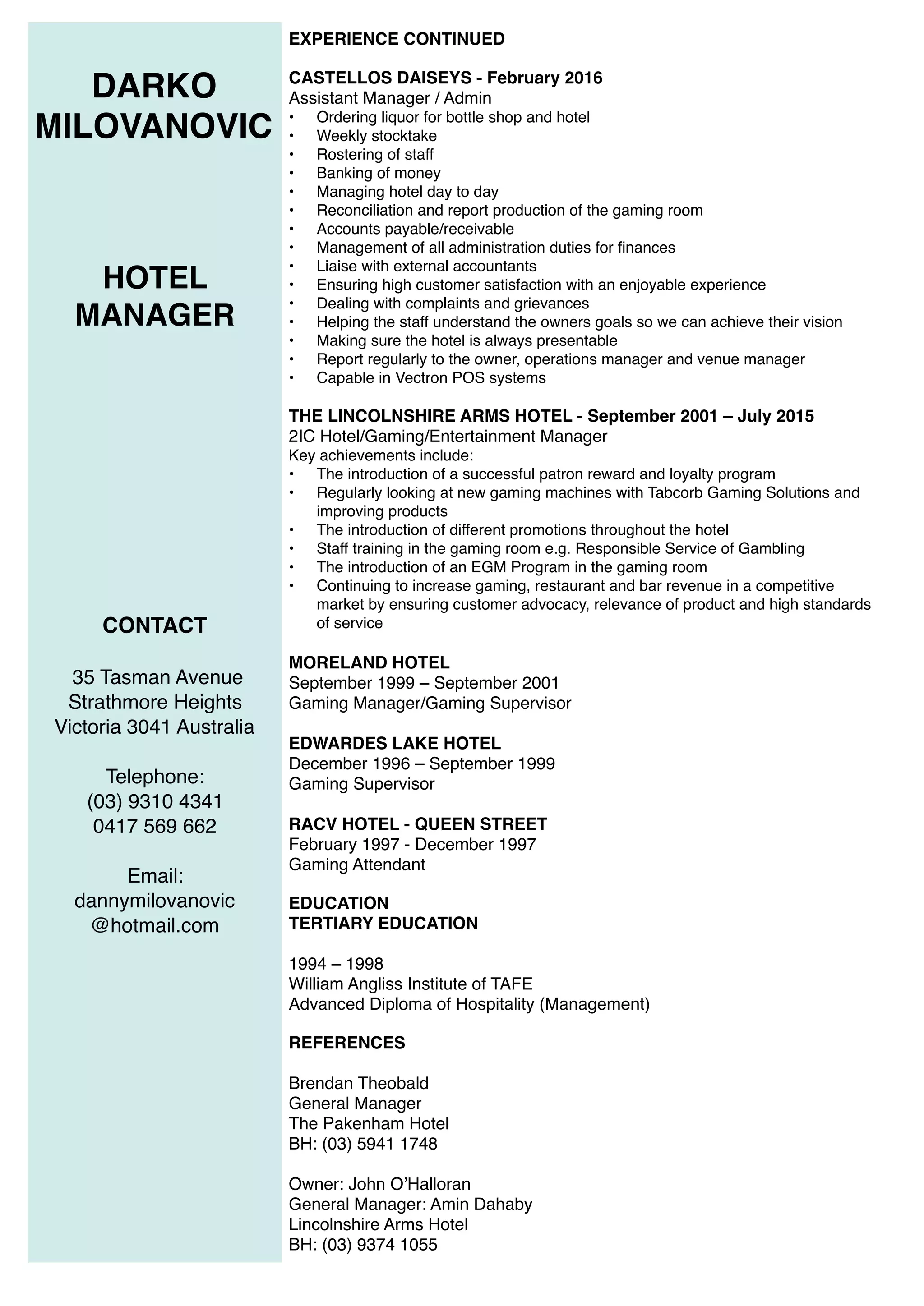 Darko Milovanovic Resume1 | PDF