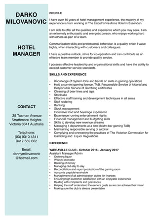 Darko Milovanovic Resume1 | PDF