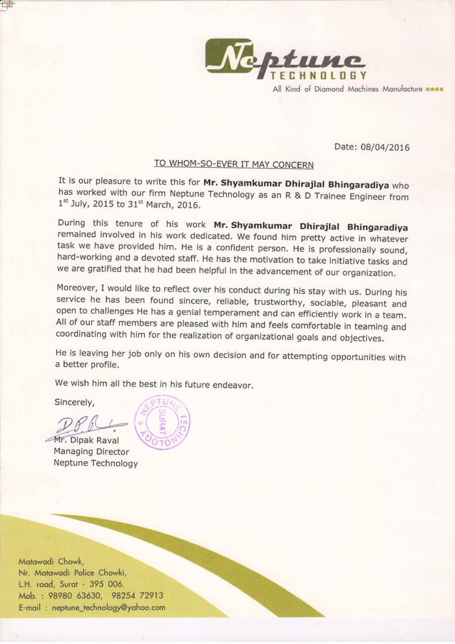 Work Exp Letter Shyam | PDF