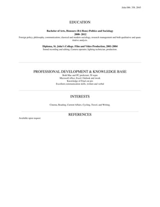 John Gayer. CV! | PDF