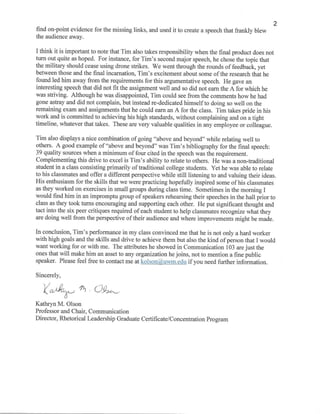 UWM Public Speaking Professor and Communications Dept Chair Olson ...