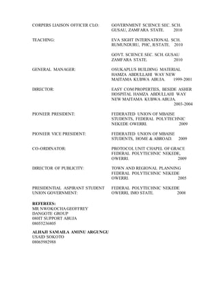 cv Nwokocha | DOCX | Secondary Education | Education