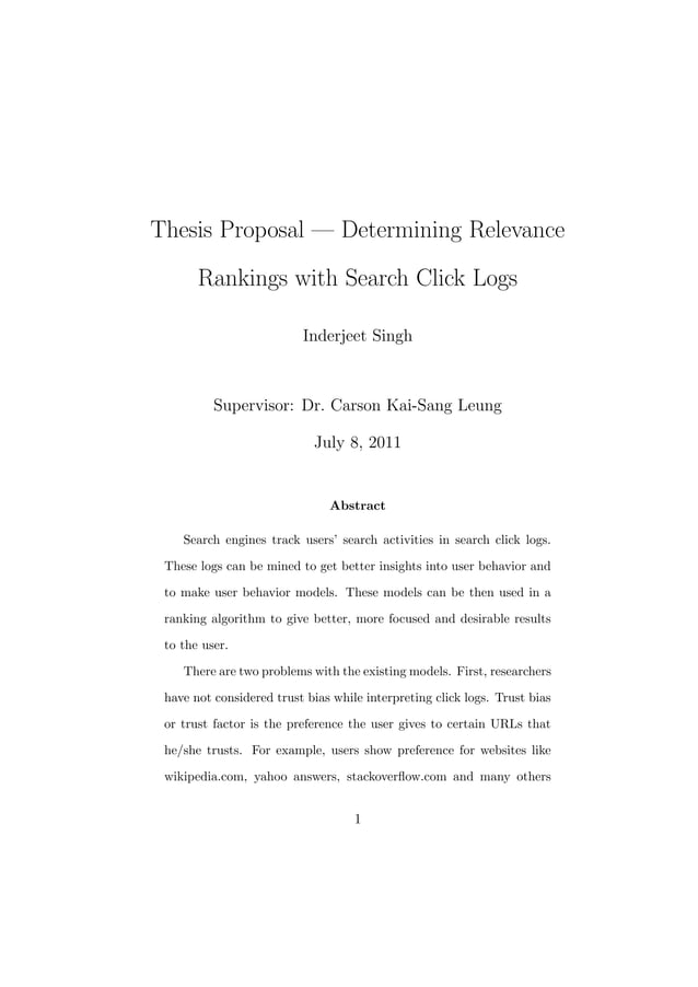 Determining Relevance Rankings with Search Click Logs | PDF