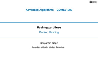 Hashing Part Two: Cuckoo Hashing | PPT