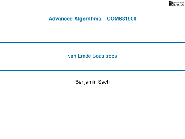 van Emde Boas trees | PDF | Databases | Computer Software and Applications