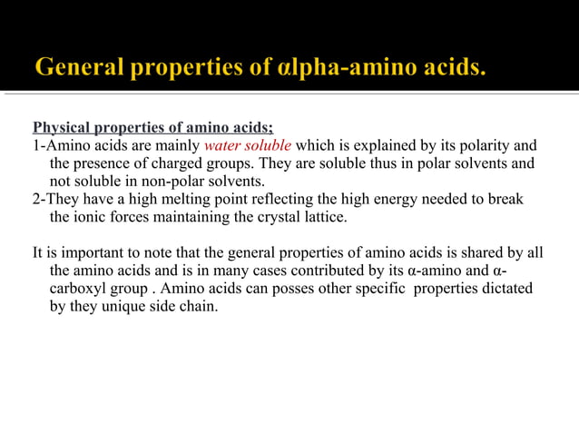 amino acids properties | PPT | Chemistry | Science