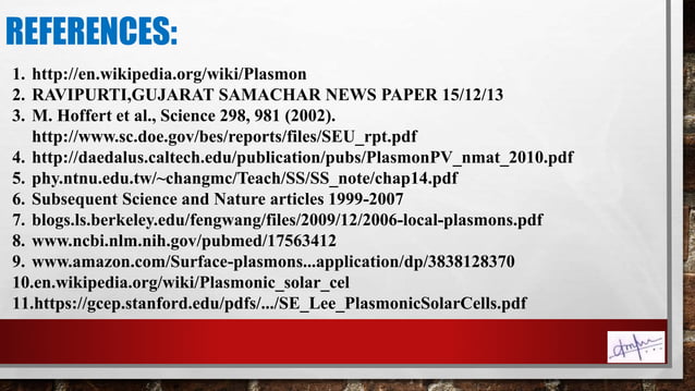 PLASMONS: A modern form of super particle waves | PPTX | Science
