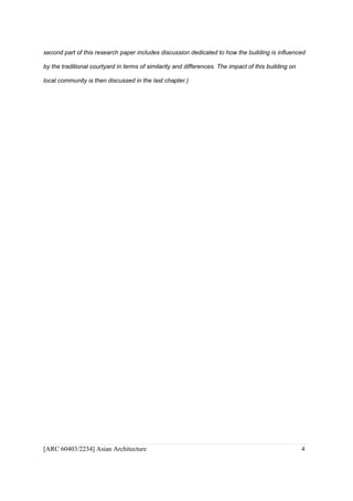 BSC (H) ARCHITECTURE DEGREE SEM 4 ASIAN ARCHITECTURE CASE STUDY PAPER | PDF