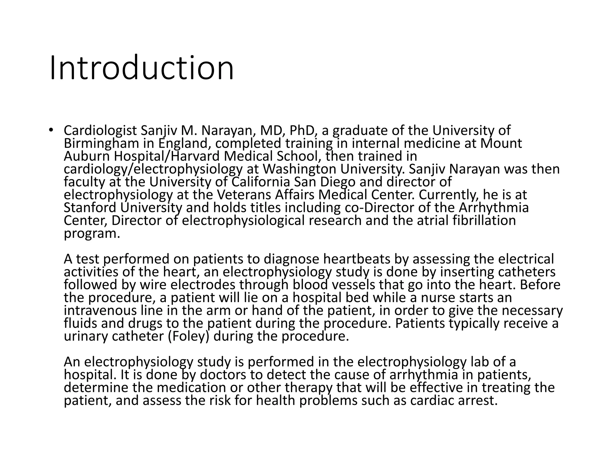 Introduction to the Electrophysiology Study | PPT