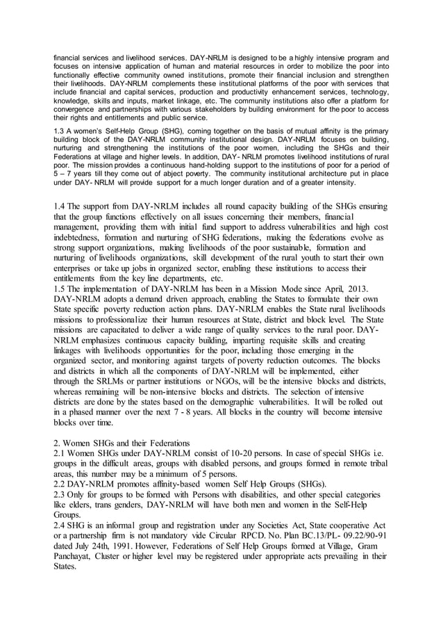 DEEN DAYAL ANTYODAYA YOJANA ,DAY-NRLM | DOCX | Government Support and ...