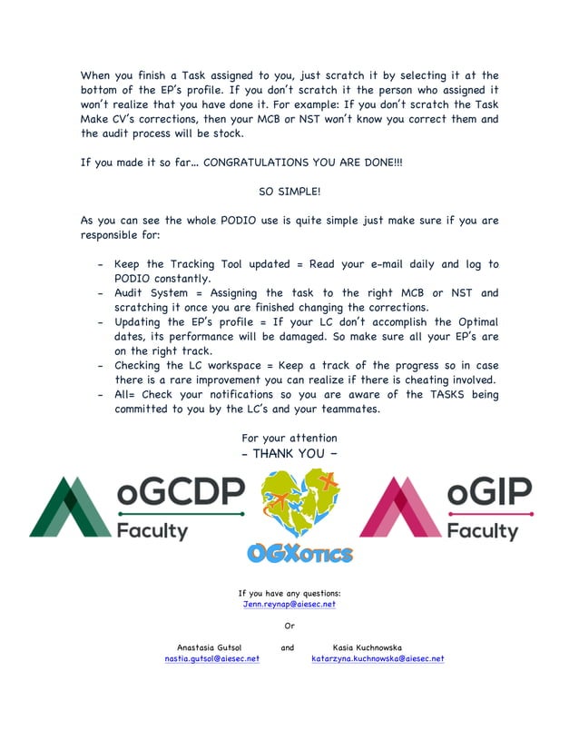 AIESEC Academy | PODIO Manual (OGX) | PDF