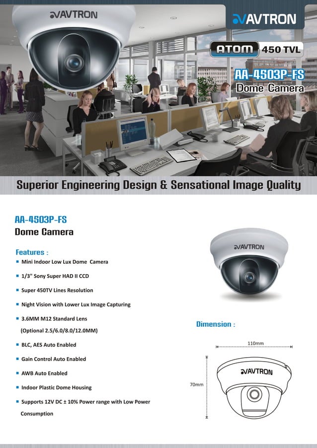 Avron Dome CCTV Camera Aa 4503 p-fs-datasheet | PDF