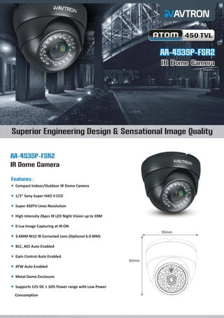 Avtron IR Dome CCTV Camera Aa 4535 p-fsr2-datasheet | PDF