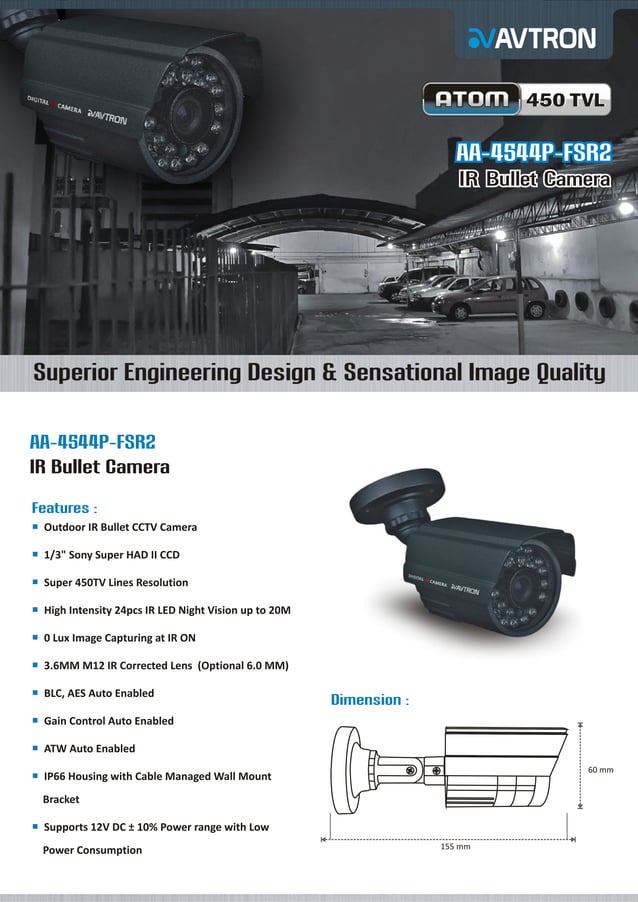 Avtron IR bullet CCTV Camera Aa 4544 p-fsr2-datasheet | PDF